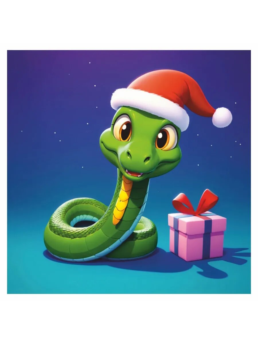 Наклейка "Новогодняя Зеленая Змея", 250х250 мм, вид 9