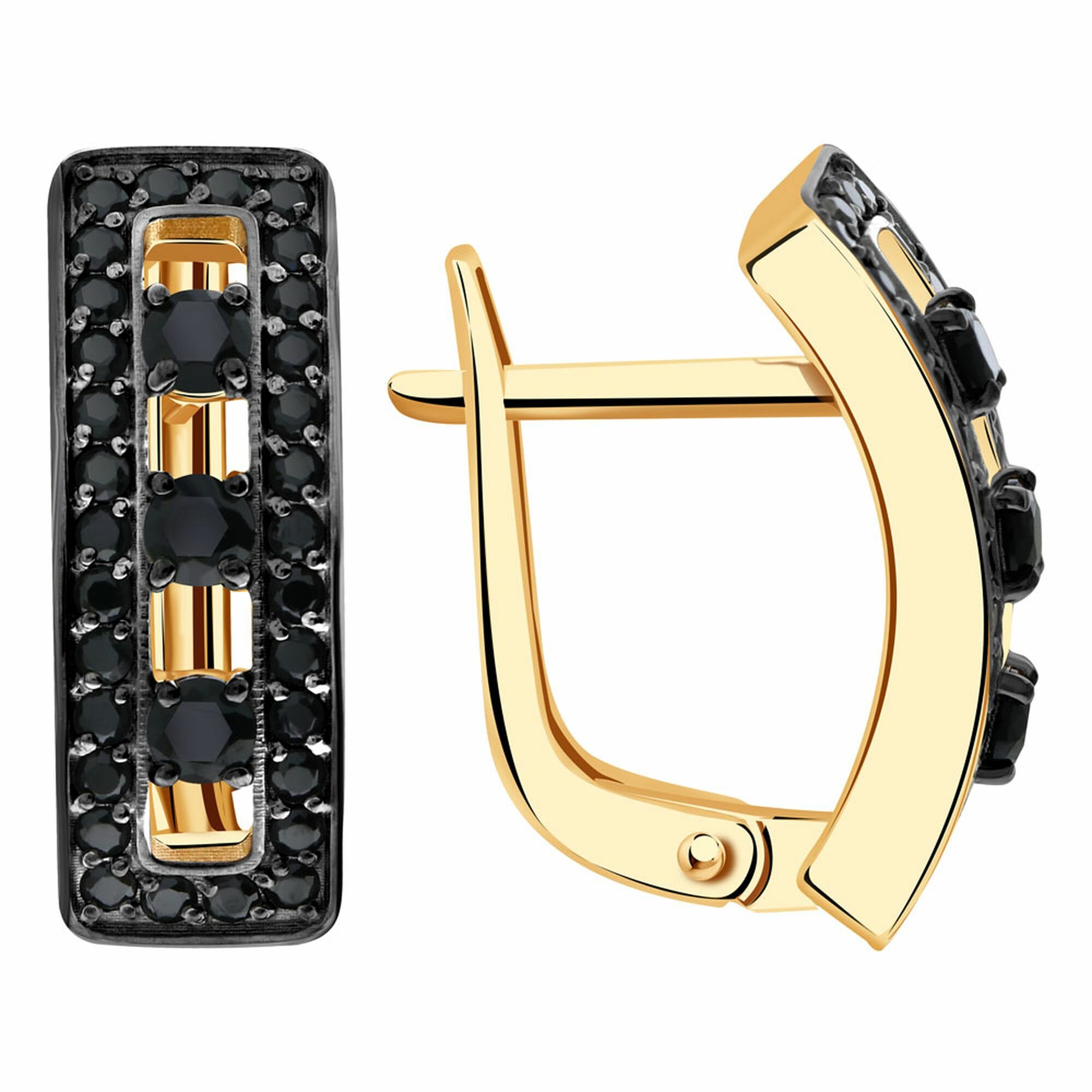 Серьги, красное золото, 585 проба, фианит