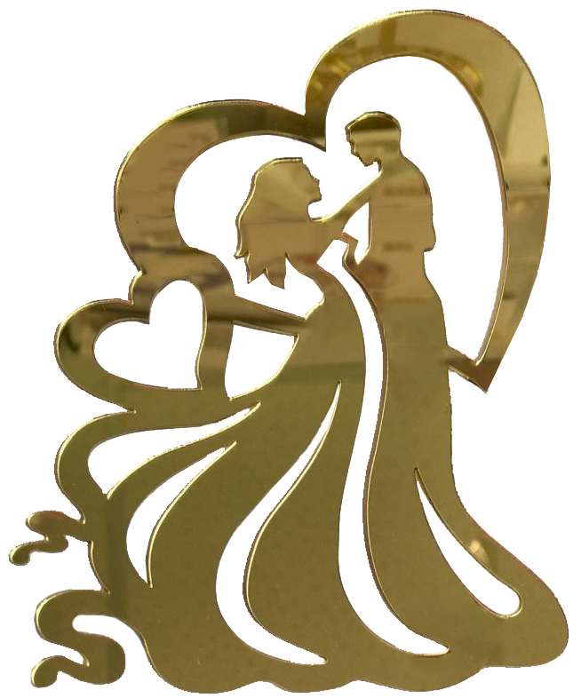 Топпер для торта Свадебная пара с сердцем (Набор из 3 шт.)