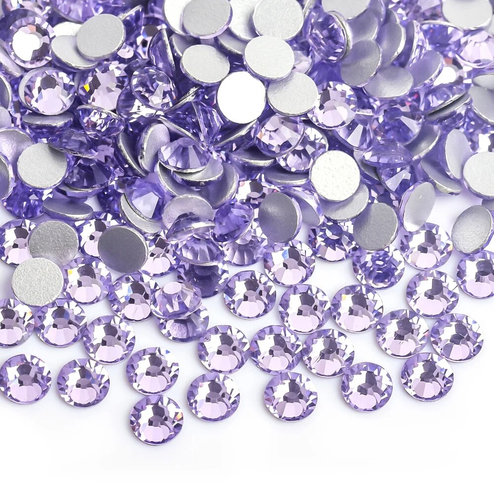 Стразы стеклянные без горячей фиксации SS3-SS10, набор 1000 шт. Сиреневый, SS8-1440pcs, 87 Air Violet