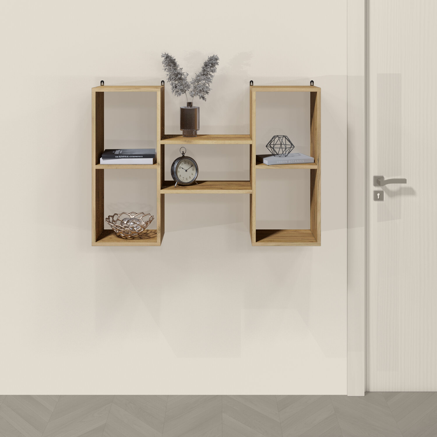 Полка настенная Velardy Perfection, 100x21x69см, дуб крафт золотой