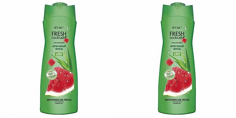 Витэкс Гель для душа Fresh Cocktail, Арбузный фреш, с соком алое, 500 мл, 2 шт.