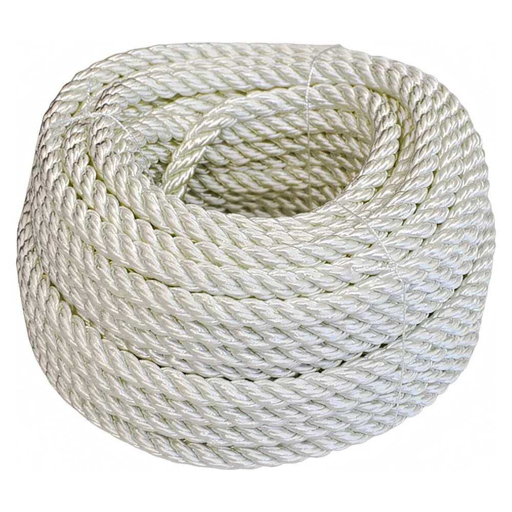 Полиамидный крученый канат truEnergy 10 мм шайба 20 м, белый 12197, множества задач