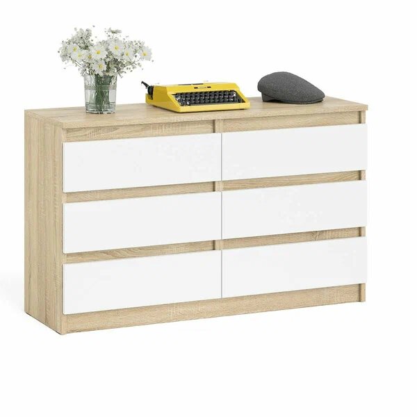 Комод для белья без ручек сонома/белый 138x40x78 как Икеа