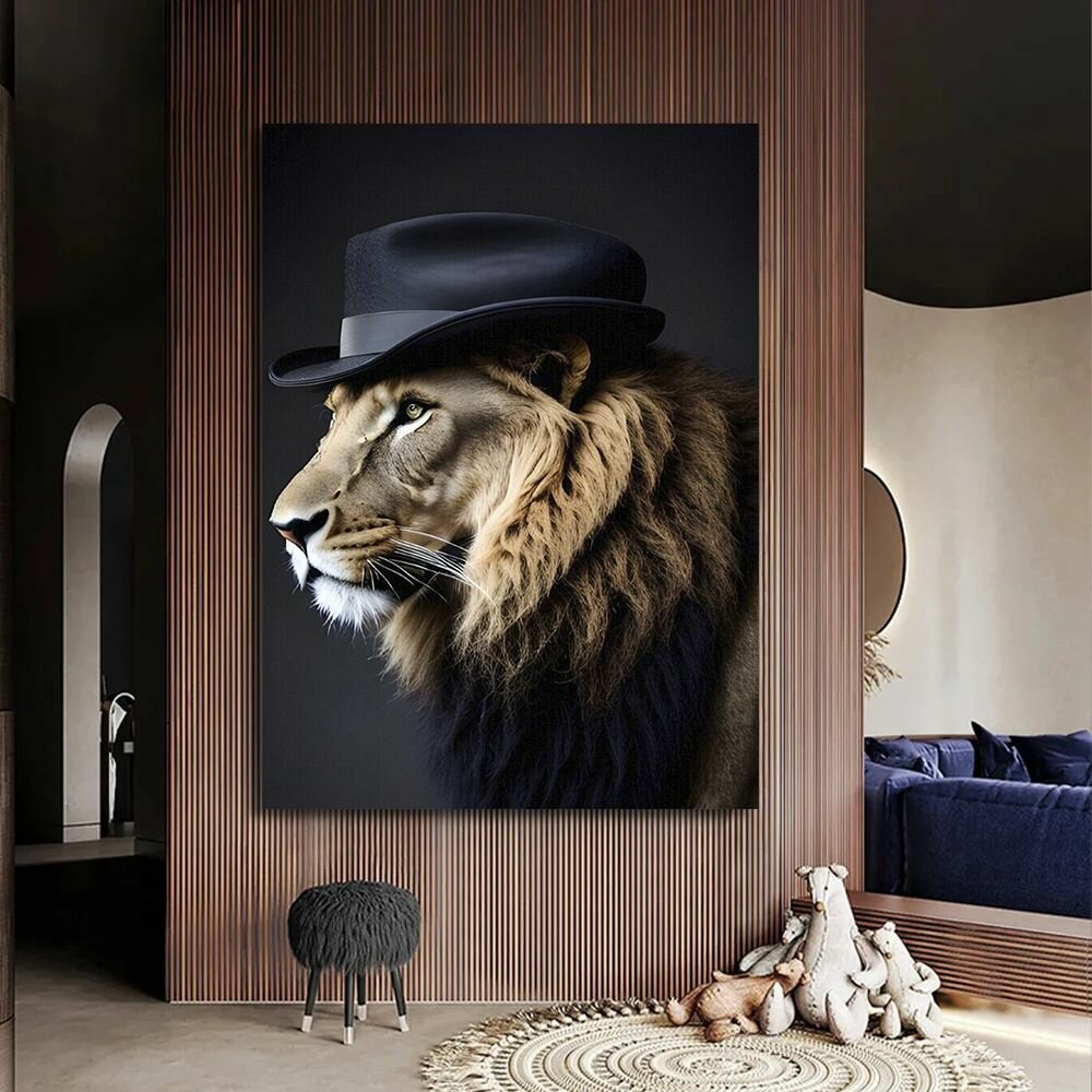 Картина львы, Лев в костюме, 50х70 см.