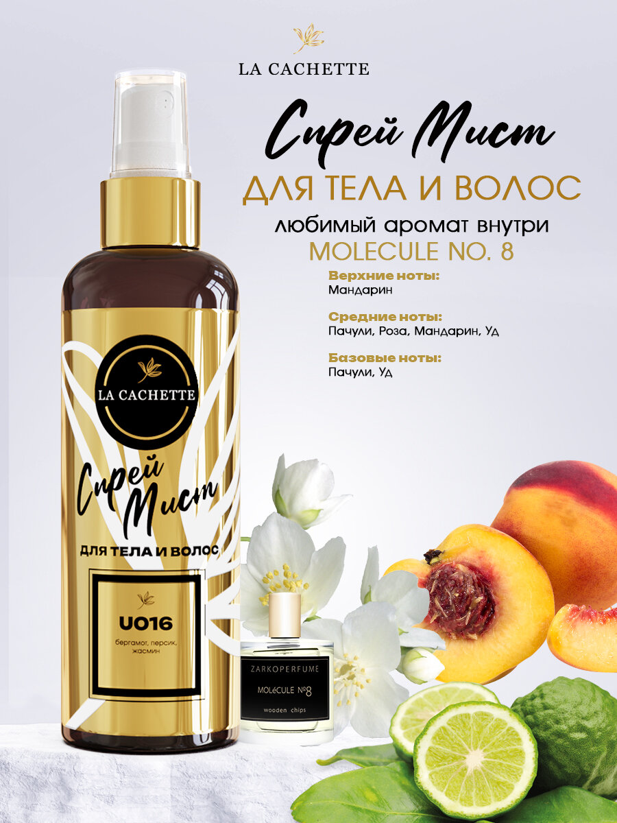 Спрей мист для тела и волос парфюмированный La Cachette U016 Molecule No.8, 200 мл
