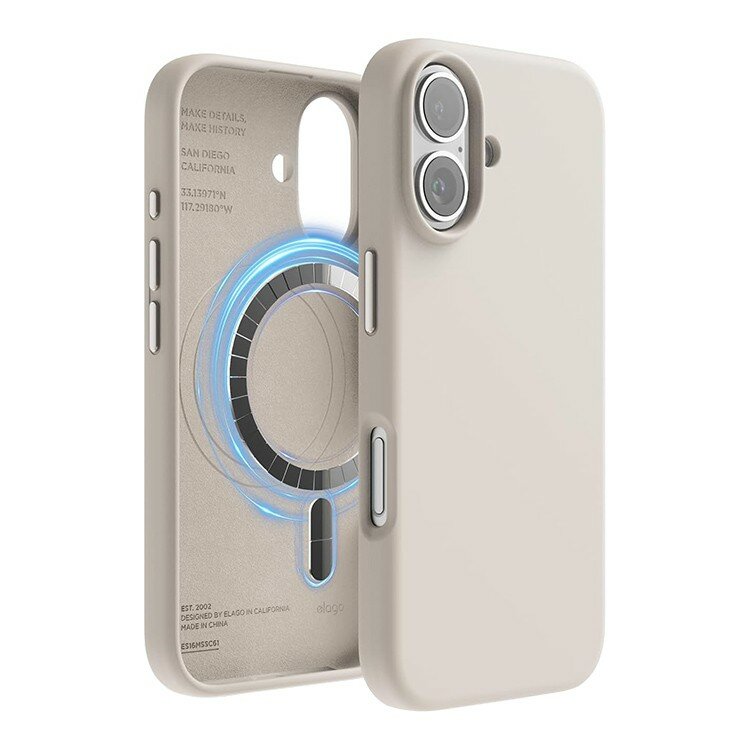 Elago силиконовый чехол для iPhone 16, Soft silicone (Liquid) Stone (MagSafe)