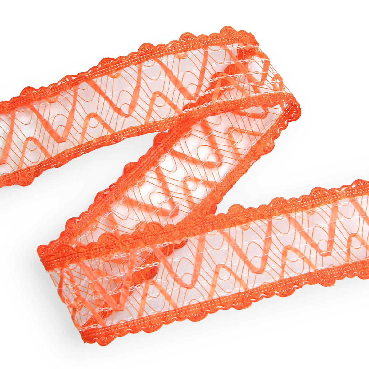 Лента для творчества и упаковки подарков ажурная, 38мм*25м, Айрис (09 оранжевый)