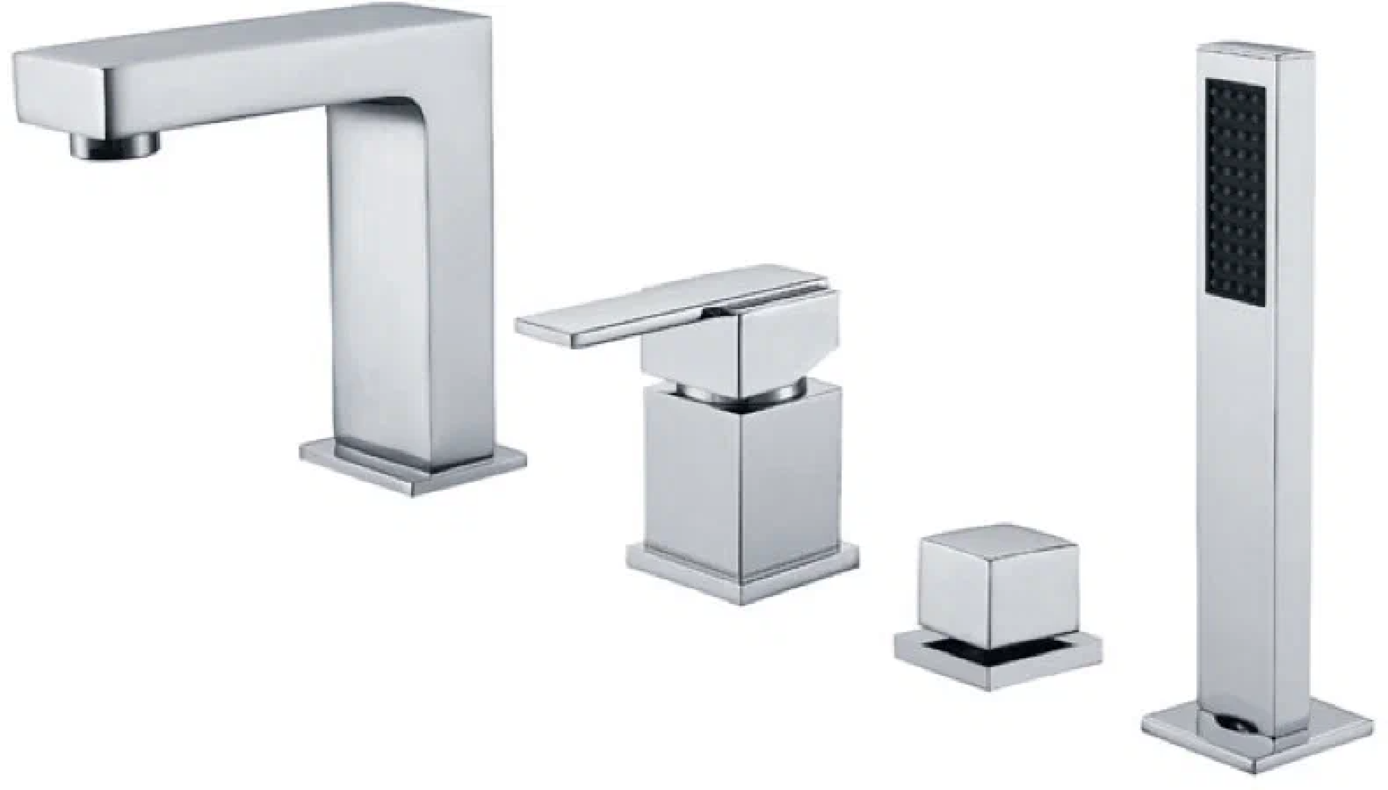 Смеситель на борт ванны Groсenberg GB6008-1 Хром, на 4 отверстия, стандартный, лейка, шланг