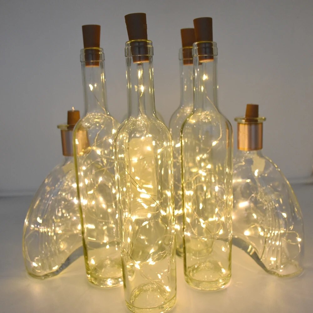 Светодиодная гирлянда на бутылку, белый свет, 2M 20LEDS