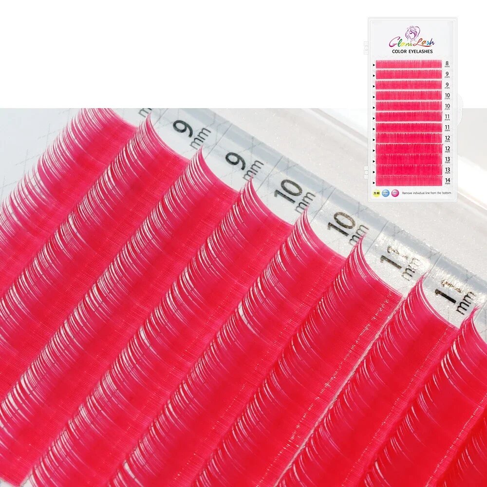 GLAMLASH Цветные ресницы C изгиб, Pink, 0.07 мм