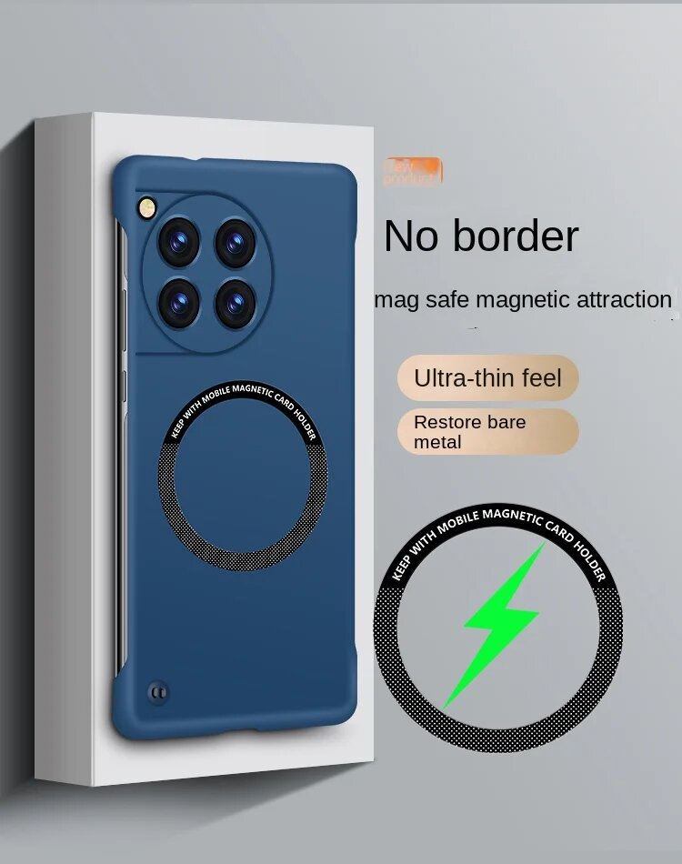 Для OnePlus 12 Чехол Жесткий ПК Магнитная Беспроводная зарядка тонкая защитная задняя крышка Чехлы для oneplus12 One Plus 12 чехол для телефона Голубой, blue