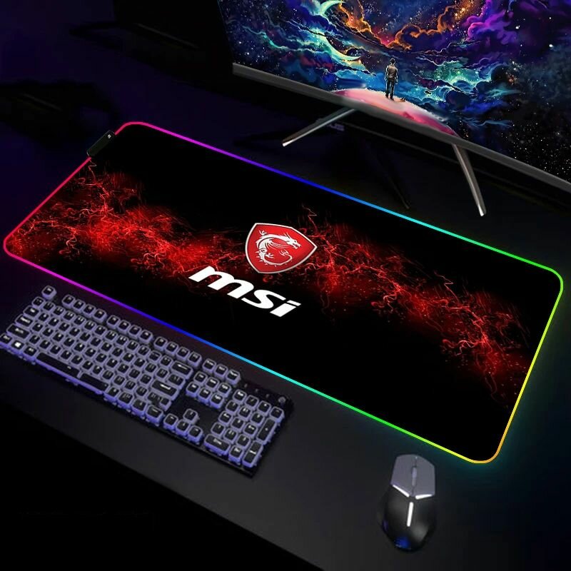 Коврик для мыши MSI "RGB-анимация", нескользящий, зеркальный цвет, XXL