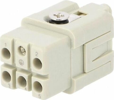 Разъем TE Connectivity T2080052201-000 HDC "мама" HQ PIN 6 5+PE размер 1 без контактов 16А 1 шт