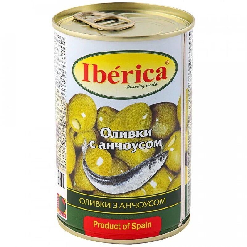 Оливки IBERICA с анчоусом /жесть/ 300г