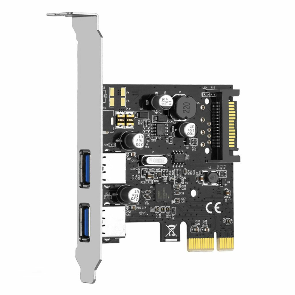 USB 3.0 PCI для Express PCIE Адаптер карты USB3.0 5 Гбит/с PCI-E 2 порта расширения SATA Разъем питания ПК Fast Sta