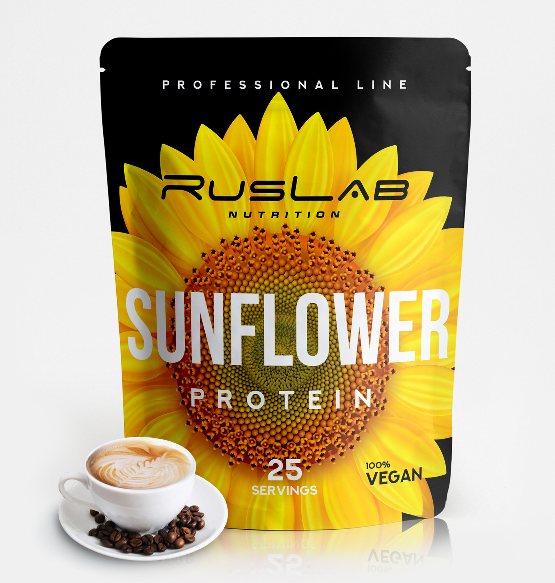 SUNFLOWER PROTEIN-протеин подсолнечный, растительный протеин, веганский протеин, без ГМО (800гр), вкус капучино