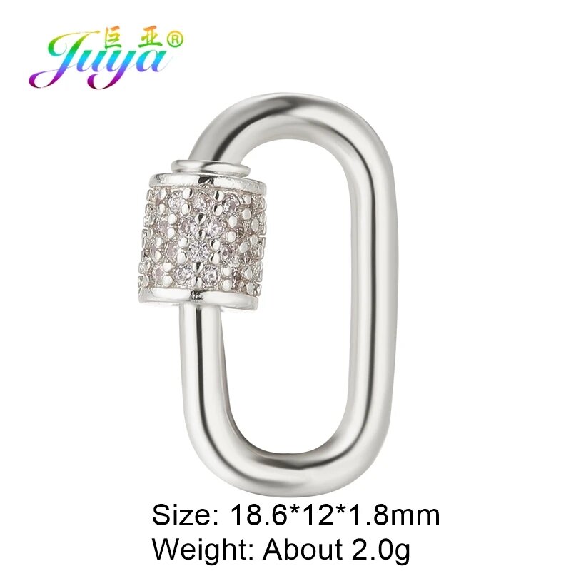 Juya серебряный карабин с цирконием, 18.6*12*1.8mm