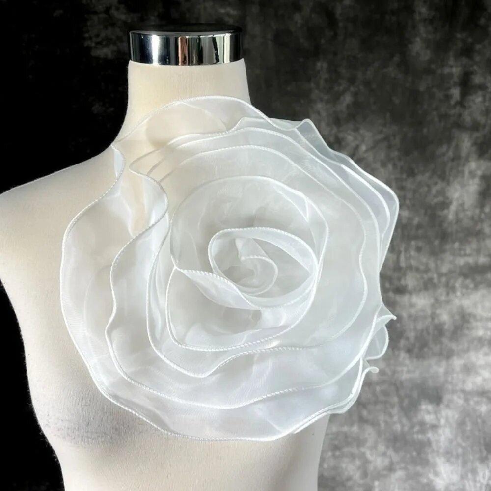 DIY многослойная нашивка из органзы с большим цветком на груди, цветок, 3D нашивка для одежды, брошь, аксессуары, одежда ручной работы, аппликации, шитье