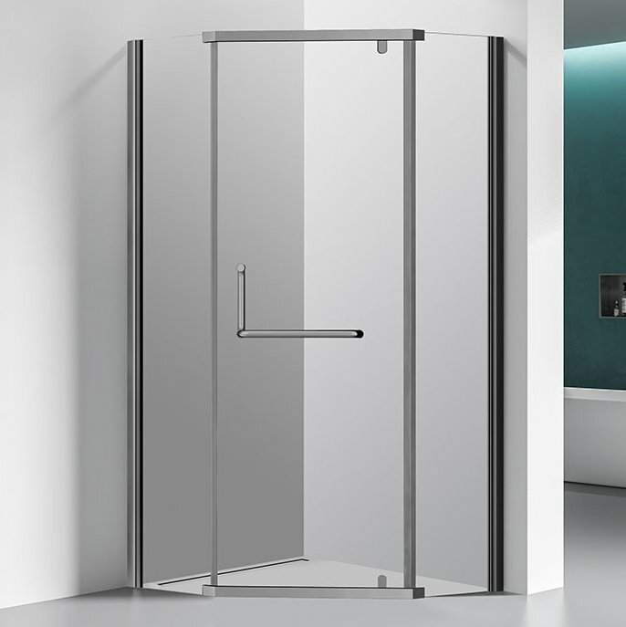 Душевой уголок Veconi Rovigo RV-36GR 100х100 см, профиль брашированный графит, стекло прозрачное