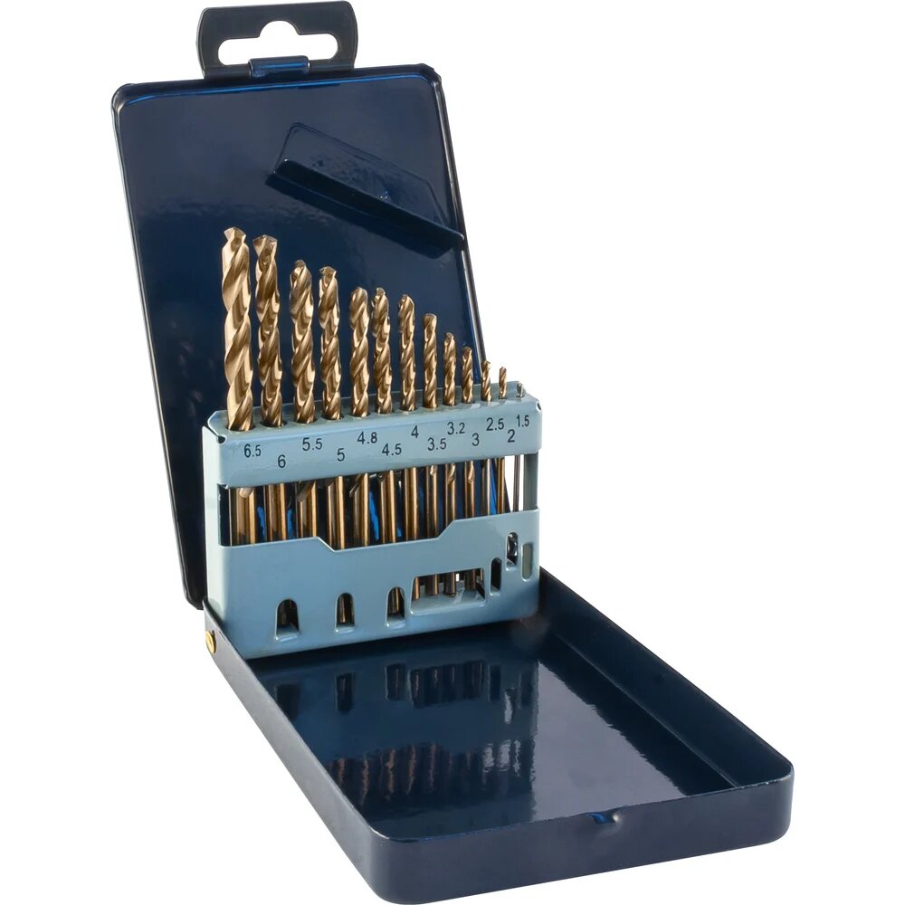 Набор спиральных сверл по металлу (13 шт, 1.5-6.5 мм, HSS Co) в металлическом кейсе Thorvik TDBS13K5 13 052897