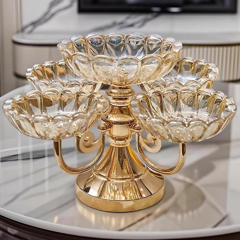 Легкий роскошный вращающийся поднос для фруктов из хрусталя в европейском стиле, многослойный поднос для фруктов