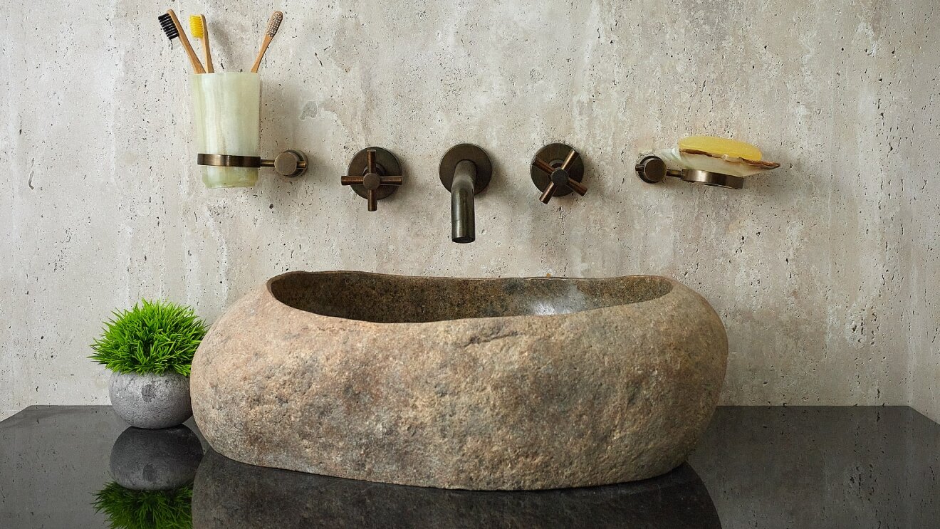 Серая раковина из речного камня гранита Piedra M494 00504511494