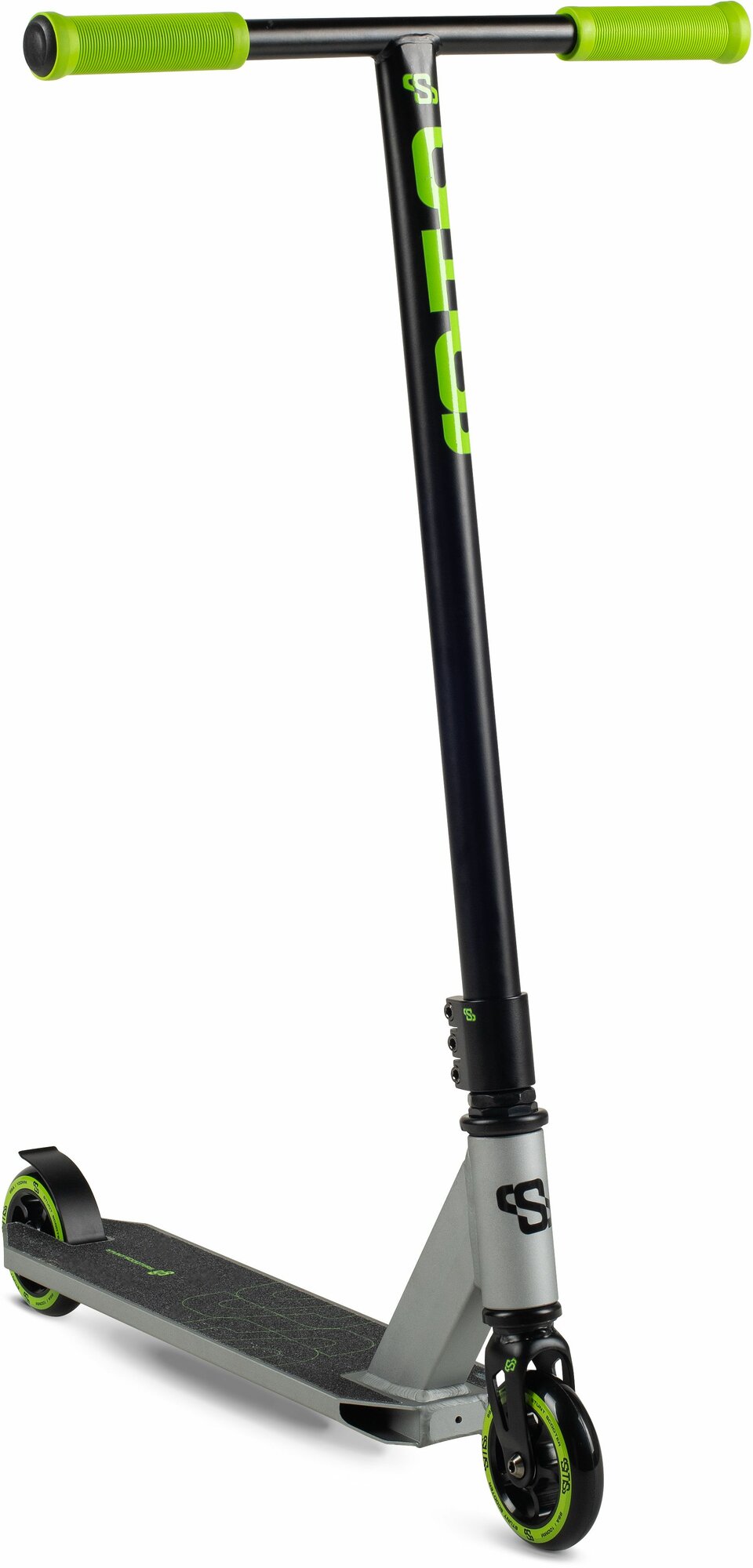Самокат STS FRT ANO (2025) серо-зеленый, трюковой детский для мальчиков с ножным тормозом
