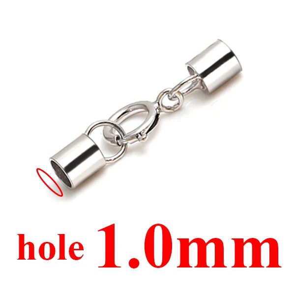 Серебряные карабины для кожаного шнура OIMG Silver 1.0mm