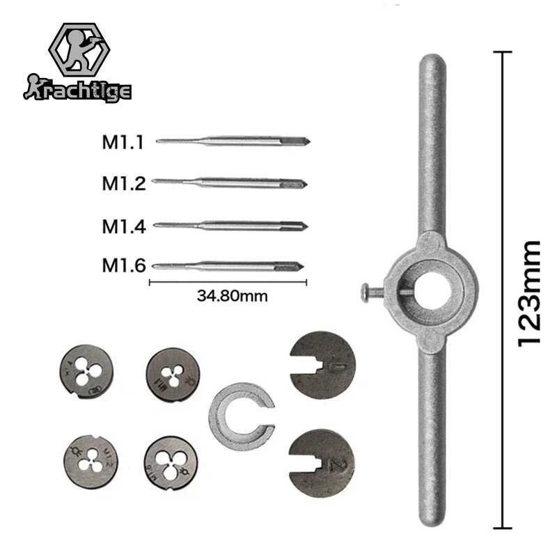 10 шт, набор мини-ключей для метчиков, метрическая M1.1-M1.6, микроручная резьба, штамп Twister в сборе, быстрорежущая сталь 6542
