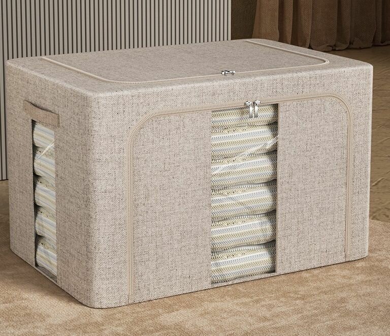 Тканевый Кофр "Baina", для хранения, 100 л, хлопок, лен, бежевый