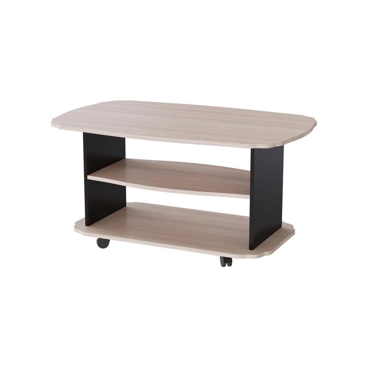 Стол журнальный «Консул-2» овальный, с колесиками, ЛДСП (Дуб молочный/Венге) 100х65х56