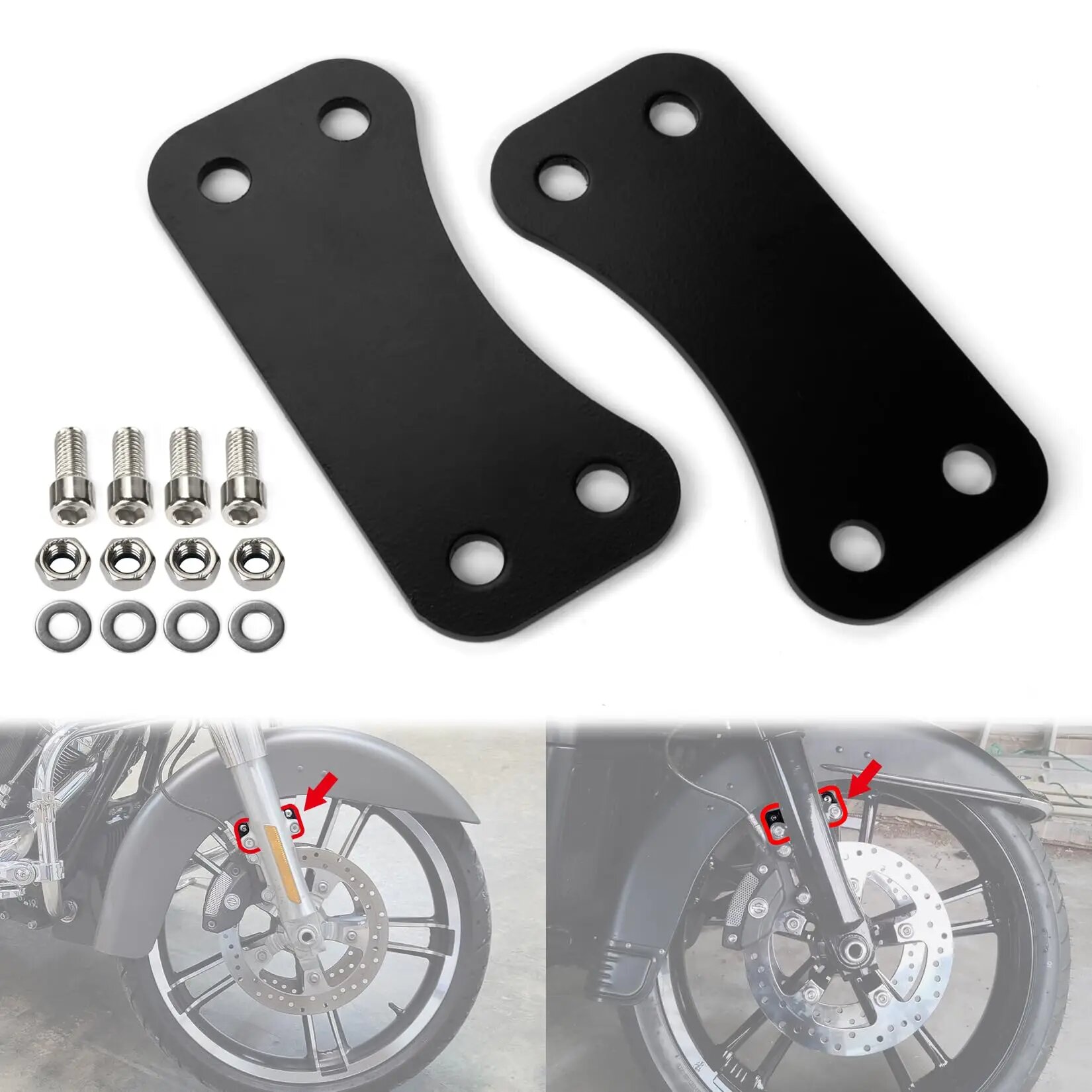 Мотоциклетный 21-дюймовый кронштейн переднего колеса для Harley 2014-2023 Glide Road King Black