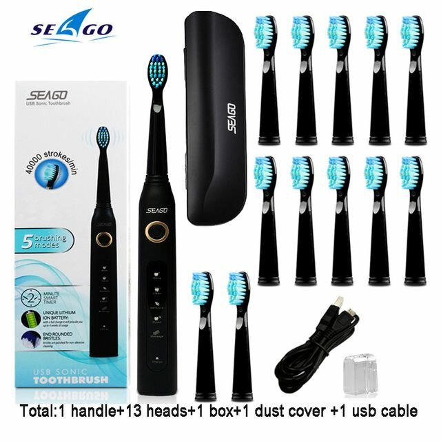 Электрическая зубная щетка Seago 507 с 5 режимами чистки, зарядка от USB, срок службы 30 дней в последний раз