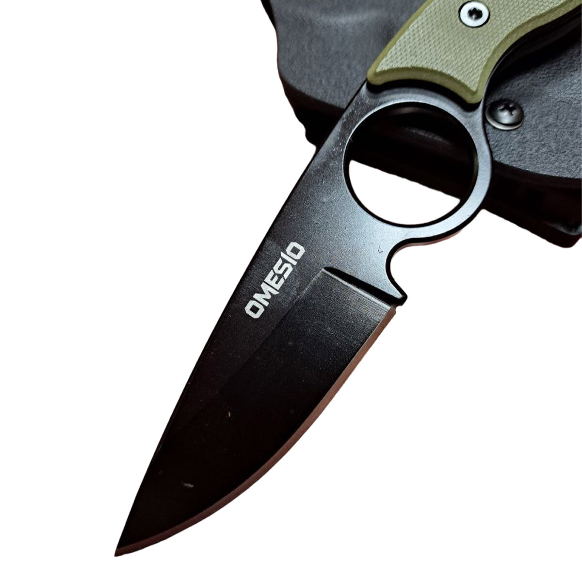 Нож скрытого ношения EDS Omesio, черное лезвие, рукоять из G10, хаки