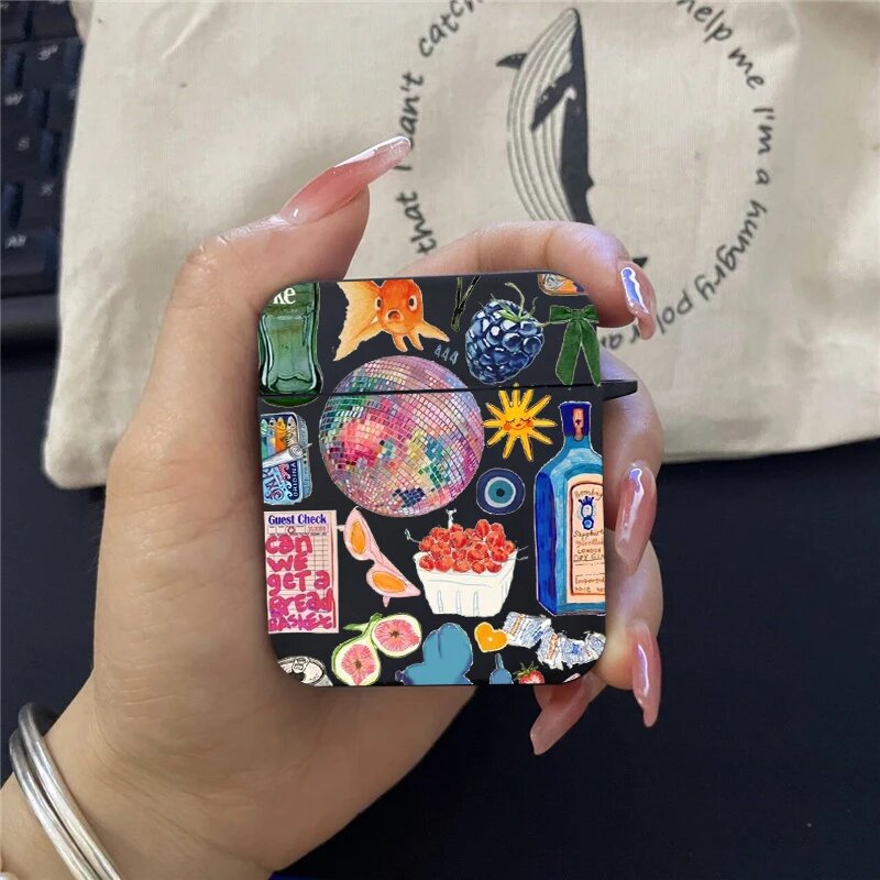 Чехол для наушников Summer Fruit черный пластик For Airpods Pro 2, -2