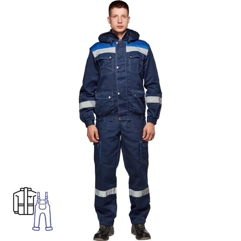 Костюм рабочий КНР летний мужской Антей, синий, васильковый, размер 60-62, рост 170-176 см (Антей СОП (КПК) лет. муж син/вас)