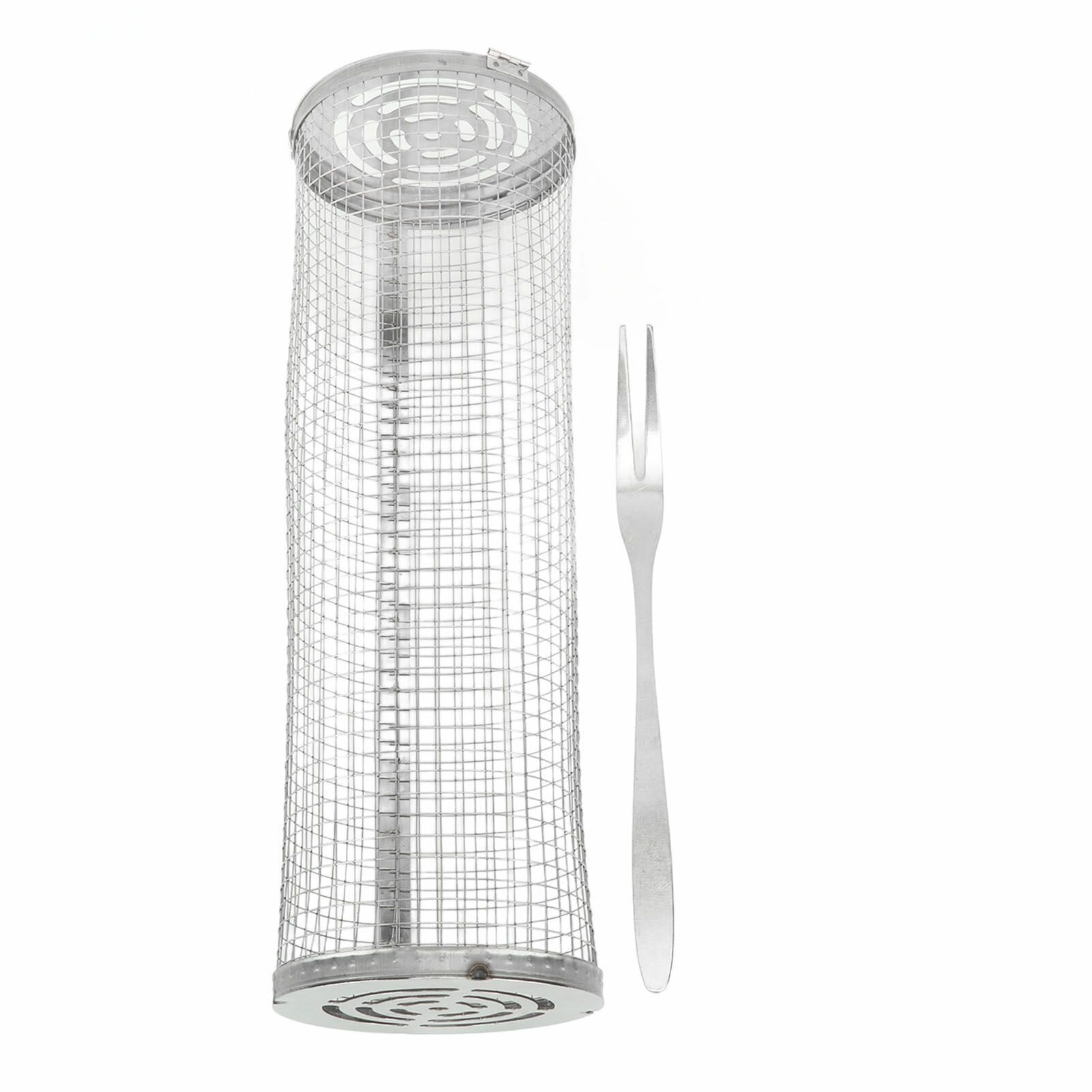 Подвижная корзина для барбекю из нержавеющей стали, цилиндрическая гриль-корзина с открытой решеткой для рыбы, овощей, картофеля фри, размеры L, XL