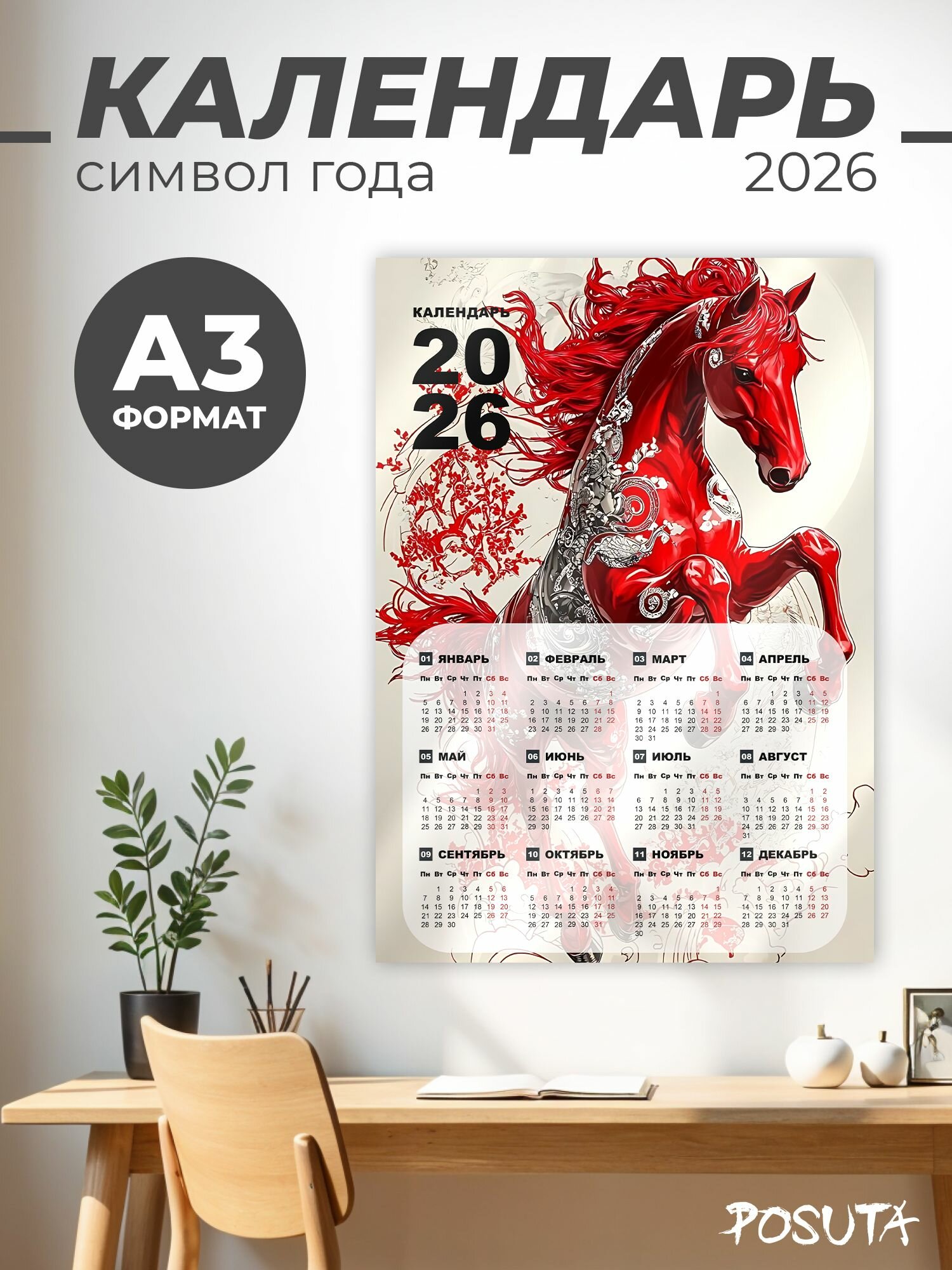 Календарь символ года 2026 лошадь