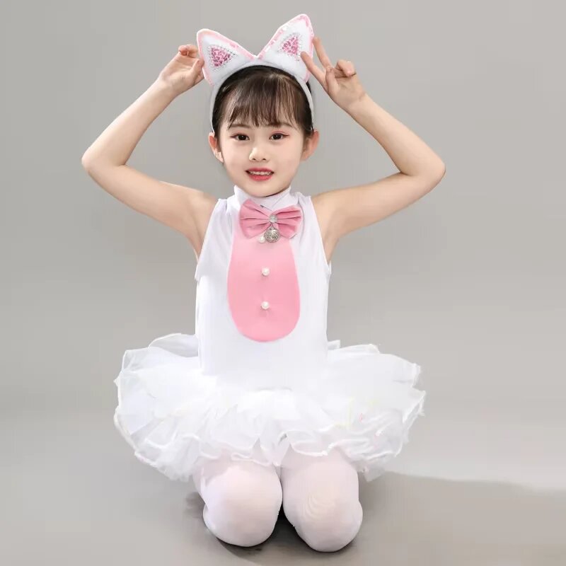 Костюм белого кота для девочки, полиэстер Белый, XXС, 1