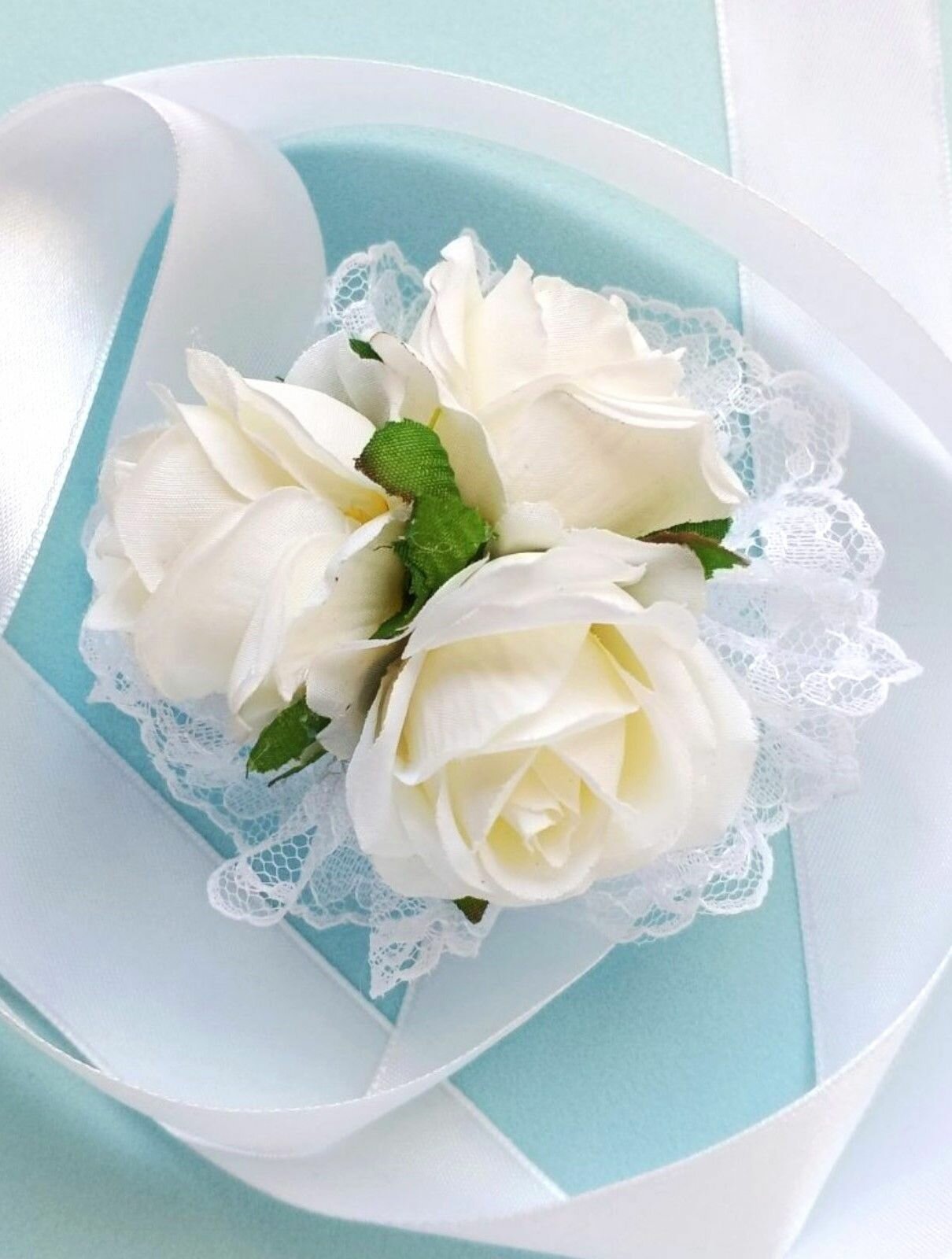 Браслет-бутоньерка для подружки невесты, белый, текстиль, длина 9 см