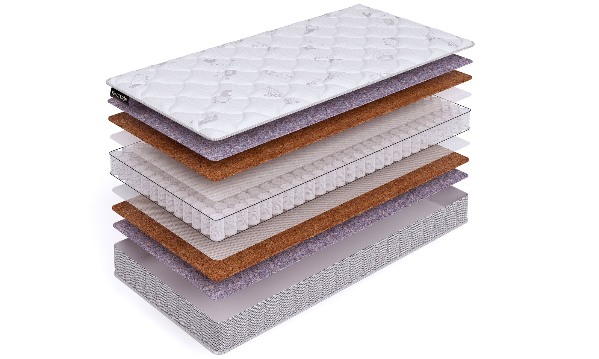 Матрас Beautyson Baby Pocket Plus S600 60х120 высота 13 см анатомический средней жесткости кокосовый Независимые пружины