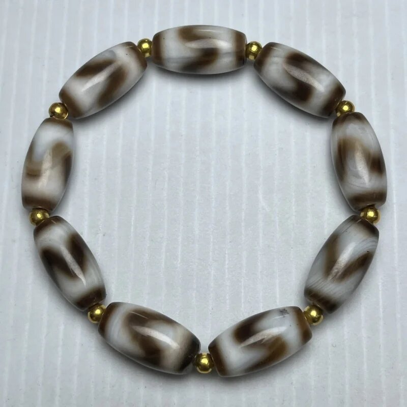 Антикварного браслета из бисера с имитацией тигрового зуба Дзи для мужчин и женщин