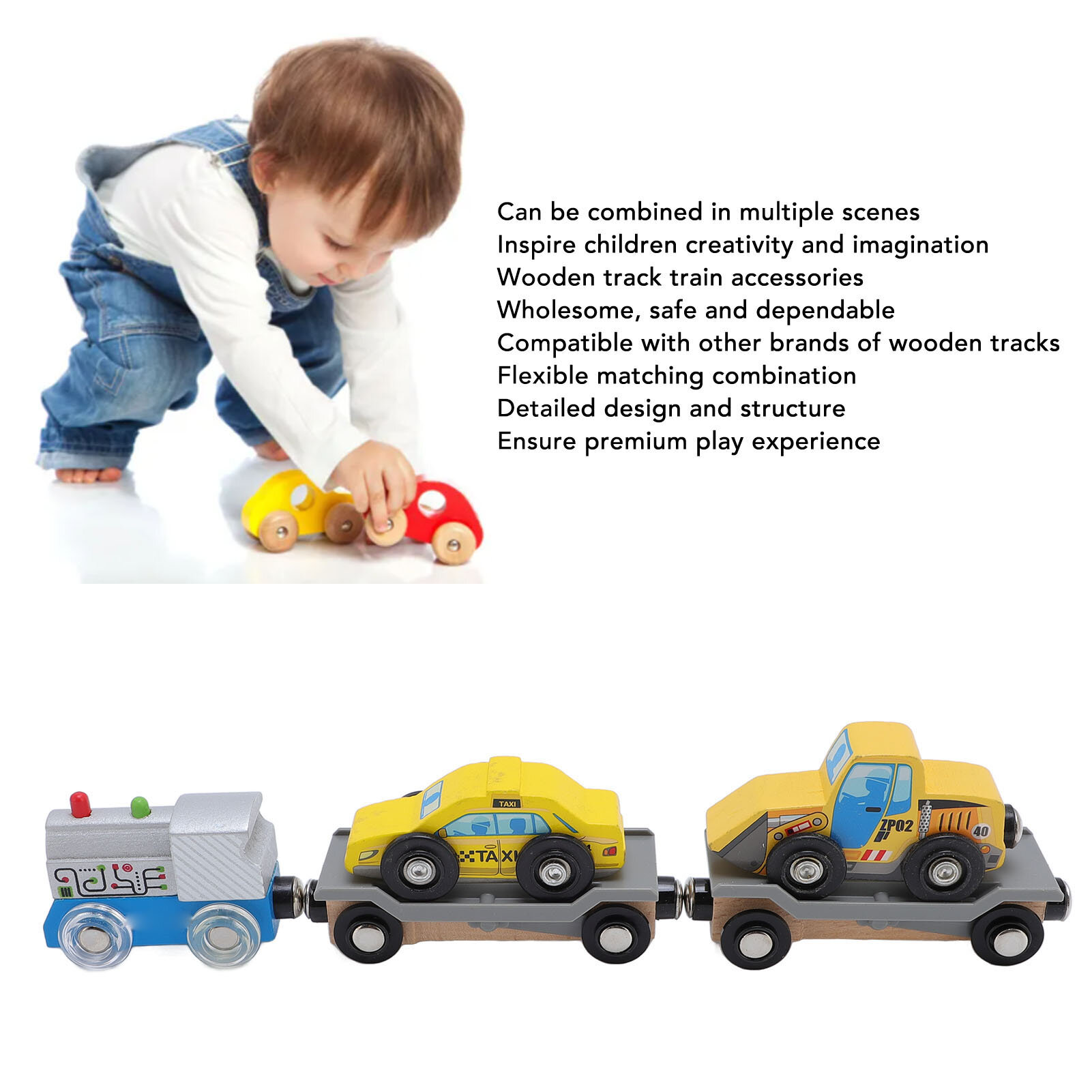 5 шт. Детские деревянные рельсовые железнодорожные аксессуары многофункциональная сцена комбинированная рельсовая игрушка для детей