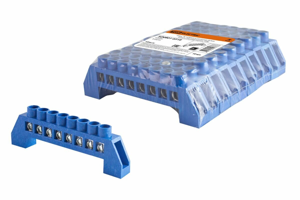 Шина «N» нулевая в изоляторе 6х9мм 8 групп никелированная TDM