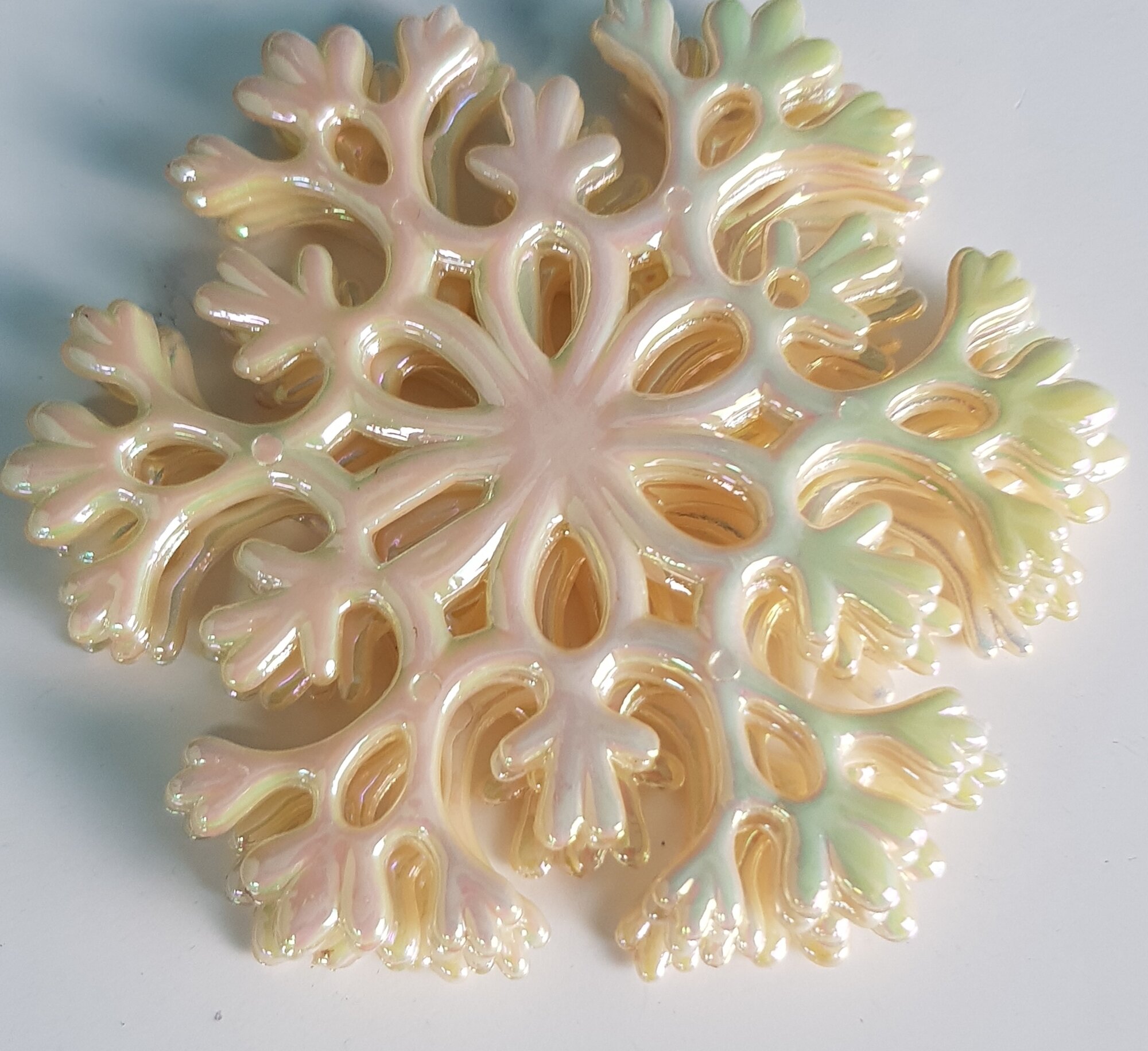 !09 набор 8 снежинок - елочное украшение "CLASSIC WHITE" снежинка, 10 СМ. Перламутровая