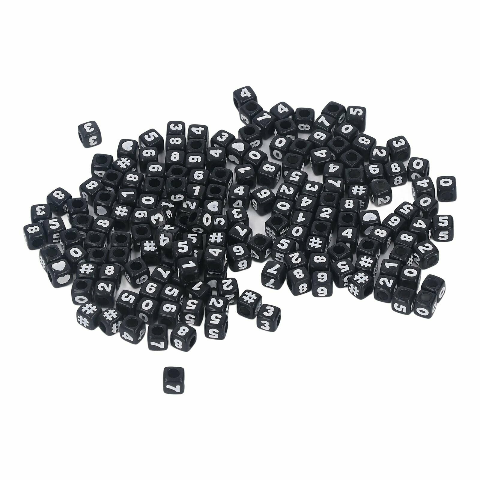 300 шт, бусины с цифрами, черный куб, акриловые бусины с цифрами для изготовления ювелирных изделий своими руками, браслеты, ожерелья, брелки
