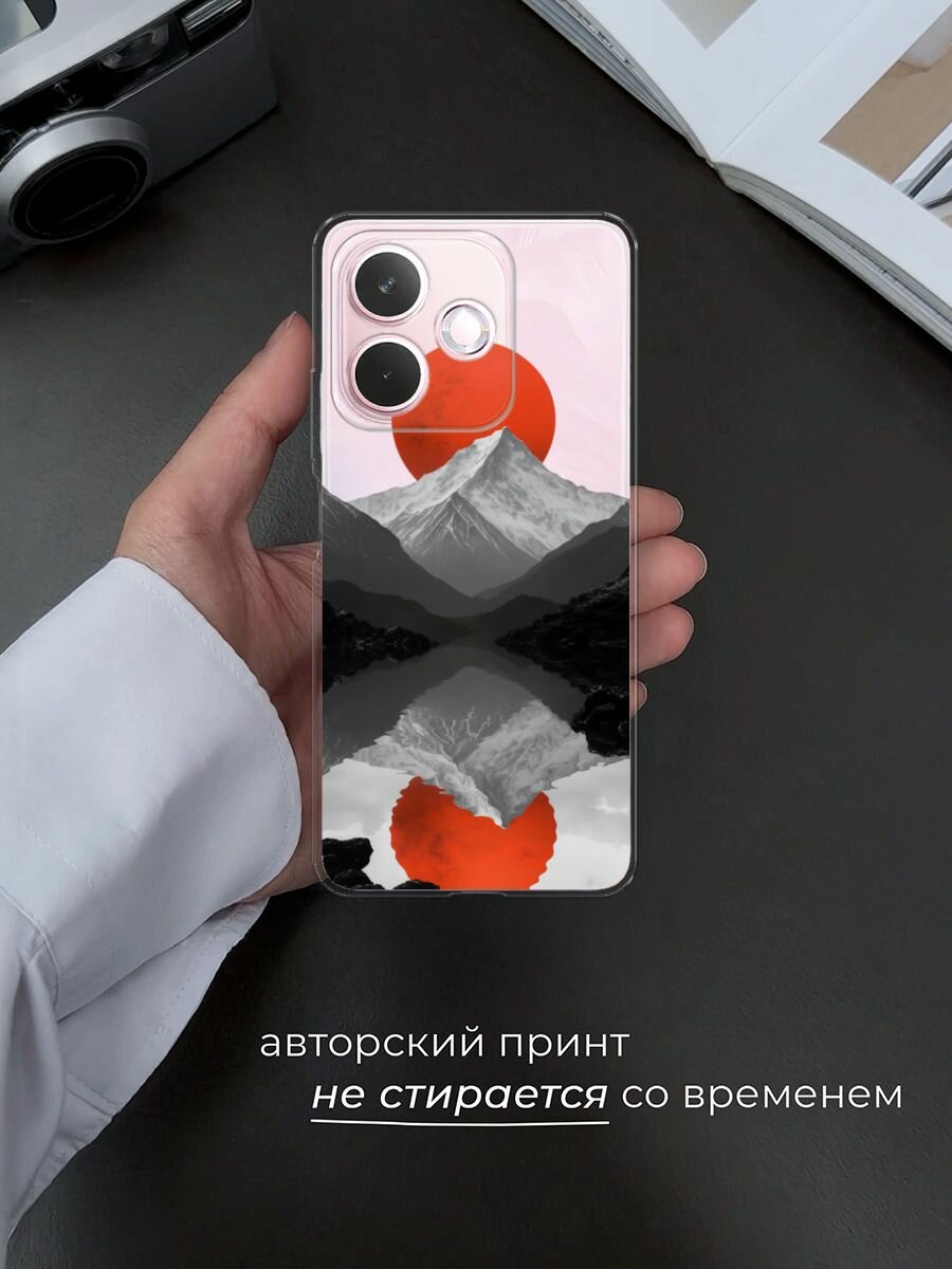 Чехол на Oppo A5 Pro / Оппо А5 Про с принтом Белая гора 2, прозрачный — фото 1