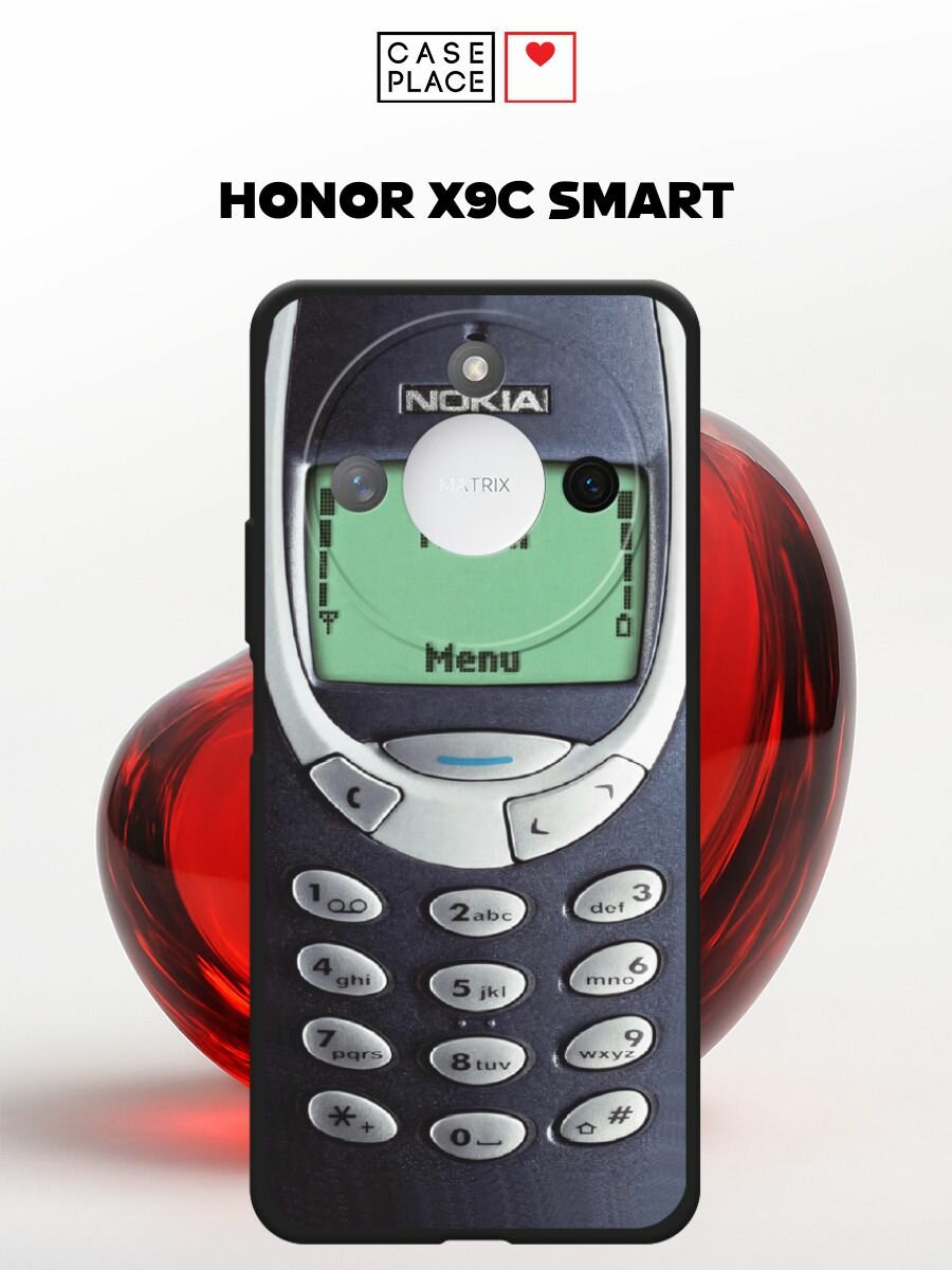 Черный матовый чехол на Honor X9C Smart / Хонор Х9С Смарт с принтом В виде Нокиа