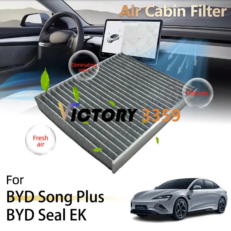 HEPA-фильтр салона с активированным воздухом для BYD Seal EK Song Plus EV 2025 2024 2023 2022 2021, аксессуары для очистки деталей кондиционера